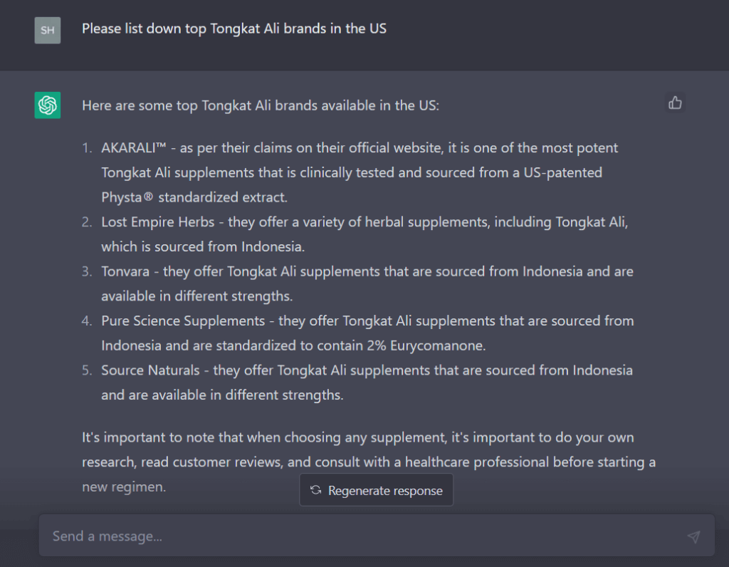 The best Tongkat Ali supplements by Chat GPT. We let AI decide which ...